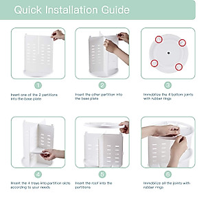 seinlife 360 Rotating Makeup Organizer,DIY Adjustable Spinning Holder,Foldable Cosmetic Storage Display box,Large Capacity Make up Caddy Shelf,Fits Countertop Vanity and Bathroom (WHITE)