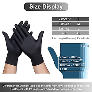 Hyunshuo Nitrile Gloves Black Puncture Resistance Disposable Gloves, 5 Mil Latex Free Powder Free Food Prep Work Gloves, High Durability for Cooking, Cleaning, Gardening (Box / 100)