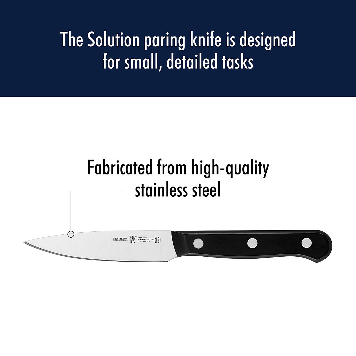 HENCKELS Solution Razor-Sharp 4-inch Paring Knife, German Engineered Informed by 100+ Years of Mastery