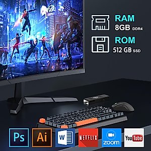 Mini PC Stick Windows 11 Pro,Intel Compute Stick with Celeron N4000(Up to 2.8GHz) Equipped 8GB RAM 512GB M.2 SSD,Micro Computer Support 4K@60Hz Output/WiFi/BT/Gigabit Ethernet