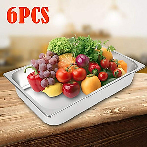DYRABREST 6 PCS Full Size 2&quot; Deep Stainless Steel Buffet Catering Pans for Hotels, Restaurant,Steam Table Pans/Hotel Buffet Pans kitchen,19.2&#039;&#039;×13.3&#039;&#039;×1.3&#039;&#039;
