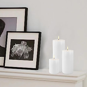 3 Pack 3x4, 6, 8 Hand Poured White Dripless Pillar Candles, Soy Candles, Non-Toxic, Unscented, Smokeless, for Power Outages & Emergency