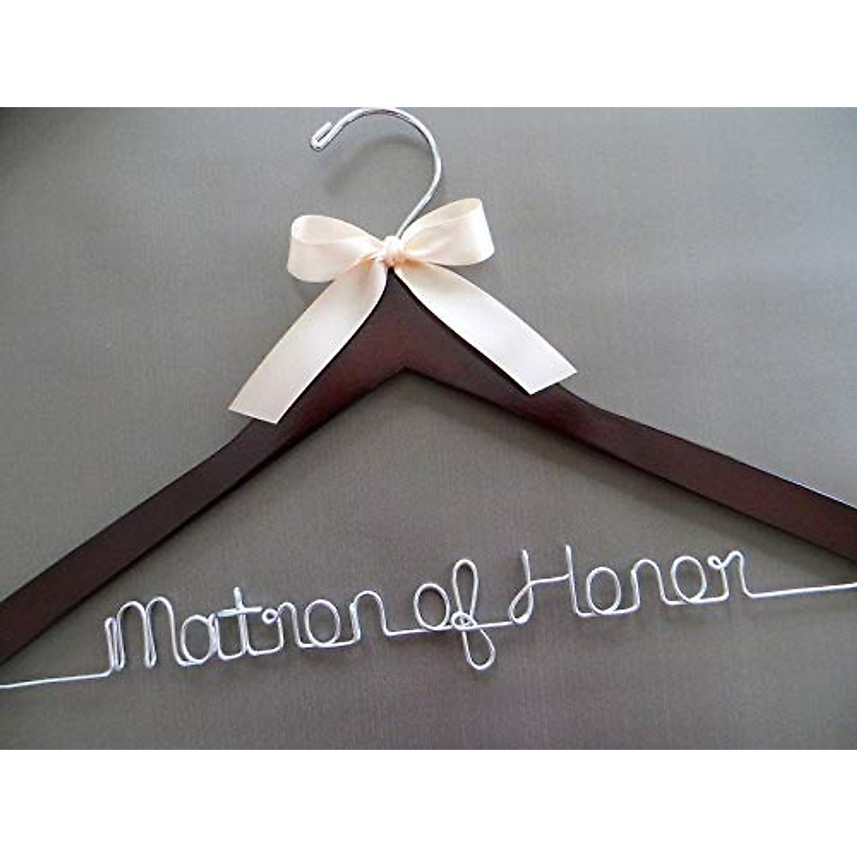 Flowershave357 Matron of Honor Hanger Maid of Honor Hanger Personalized Wedding Hanger with Bow Bridal Hanger Bridesmaid Gift Idea Bridal Party Gift