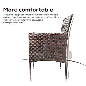 Recaceik, 2 upholstered top Dining （Brown） Patio, 3 Piece Set Outdoor Space-Saving Rattan Glass Tables and Chairs