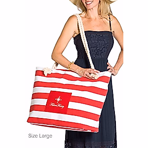 Fishers Finery Zippered Beach Bags and Totes Travel Tote Weekender Bags (Red, S)