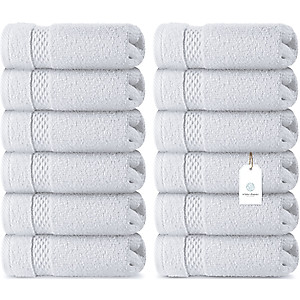 White Classic 8-Piece White Towel Set [2 Bath Towels, 2 Hand Towels, 4 Washcloths] and 12 Luxury White Washcloths 13 x 13 | Cotton, Highly Absorbent and Quick Dry for Hotels, Spa and Bathroom