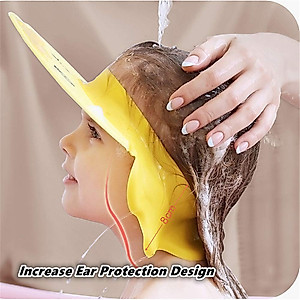 chislim Baby Shower Shampoo Cap,Adjustable Safety Bath Visor Waterproof Hair Washing Bathing Hat with Ear Protection for Toddler, Baby, Kids (Yellow)