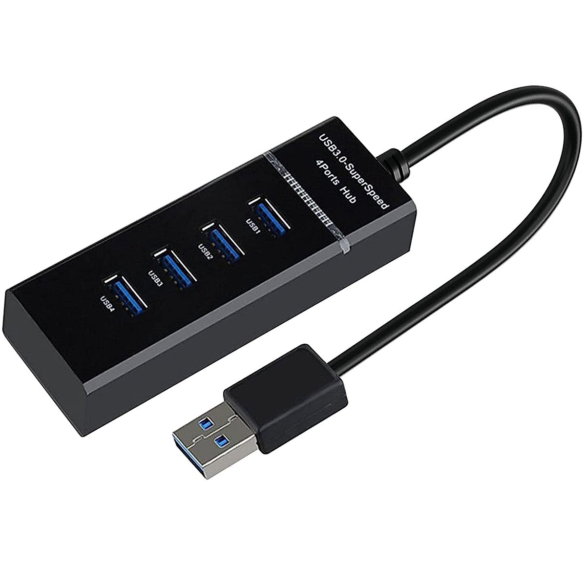 AYECEHI USB Hub 3.0 USB Port Splitter,4 Port High Speed USB Data Hub with LED Indicator for Laptop, PC, Computer, Mobile HDD, Keyboard,Mouse and More - Black