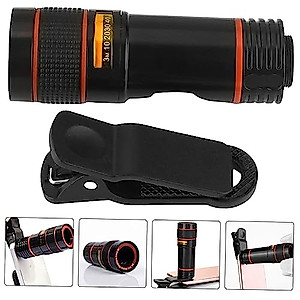 WATIIFUFU Camera Lenses 2pcs Phone Lens Smartphone Camera Lens Telephoto Lens Phone Macro Lens Phone Camera Lens Phone Lens with Clips Cell Phone Black Abs Travel Single Macro Lens