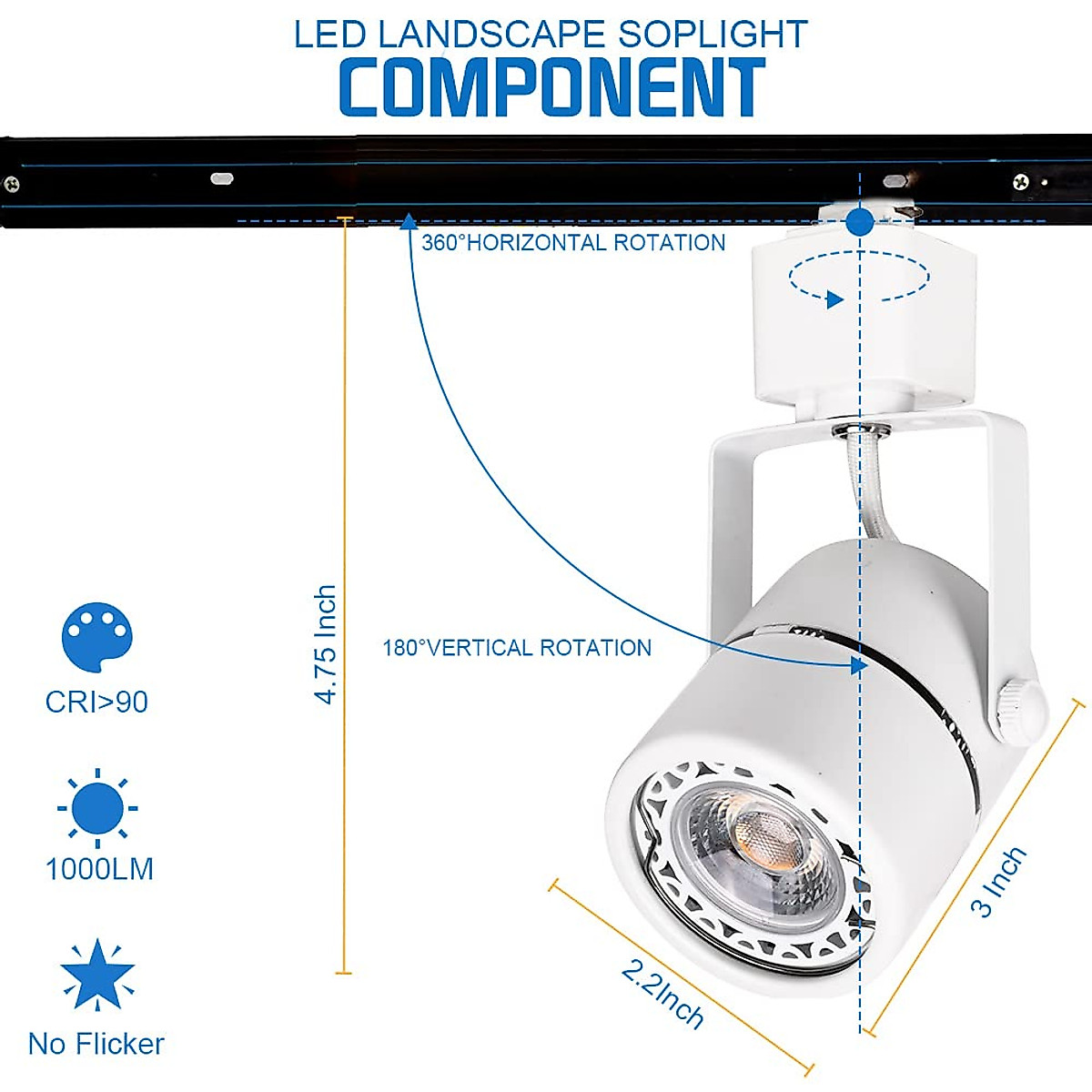 EAGLOD 10W Track Lighting Heads,Halo LED Track Lighting for Accent Retail Artwork,Dimmable Track Light H Type CRI90+ 110V 24° Angle Halo Type- 10 Pack 3000K Warm White (White 10pcs)