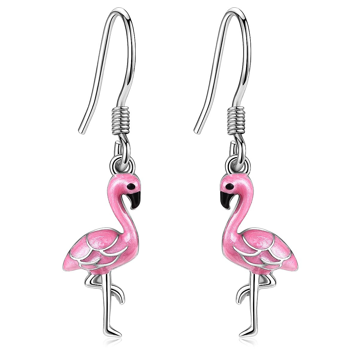 Flamingo Earrings for Women 925 Sterling Silver Pink Flamingo Dangle Drop Earrings Animal Jewelry Christmas Gifts for Women