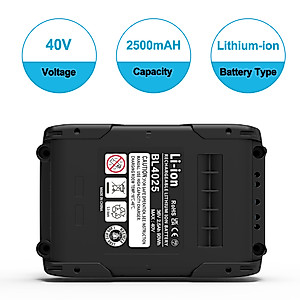 Rocivic Replace for Makita 40V Battery BL4025 2500mAh, Compatible with Makita 40 Volt max XGT Cordless Tools and 40 Volt Battery Charger