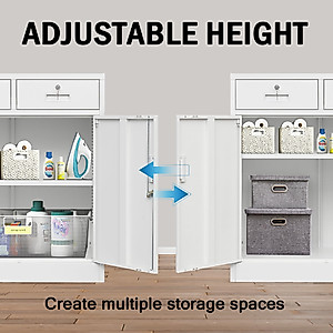 TaskStorz Metal Garage Storage Cabinets，Metal File Cabinet with 2 Locking Drawers, Lockable Storage Cabinets for Office, Home, Garage, Warehouse 36.2" H x 31.5" W x 15.7" D (White)