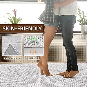 UMBFUN Area Rugs 5x7 for Bedroom Living Room Non-Slip, Washable Rug Chenille Weaving Ultra Soft for Kids and Dogs, Throw Rugs Carpet for Dining Room Decor, White Cream