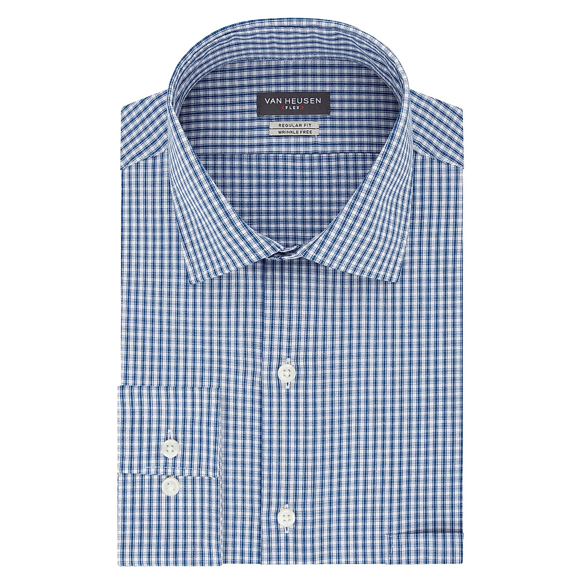 Van Heusen mens Regular Fit Flex Collar Check Dress Shirt, Midnight, 15.5 Neck 32 -33 Sleeve Medium US