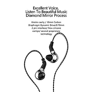 BLON BL03 in Ear Earphones,10mm Carbon Diaphragm Dynamic Drive Bass HiFi DJ in Ear Monitor, Diamond Mirror Process in Ear Headphone with 2pins Detachable Cable Wired Earphone