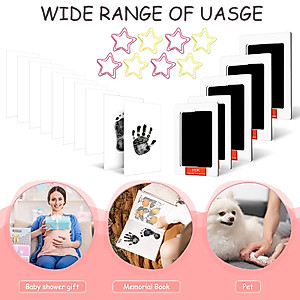 23 Piece Large and Medium Inkless Keepsake Ink Pad Kit Include 5 Clean Touch Ink Pads 10 Card and 8 Star Shaped Paper Clips Pet Paw Inkless Print Kit Great for Family Keepsake Newborn Registry