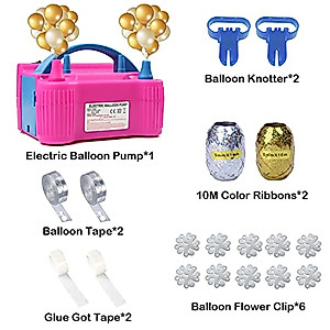 Kaucytue Balloons Pump Electric Kit, Portable Dual Nozzle Electric Balloon Inflator 110V-120V, Electric Balloon Blower Pump for Party Decorations, Birthday, Christmas, Wedding