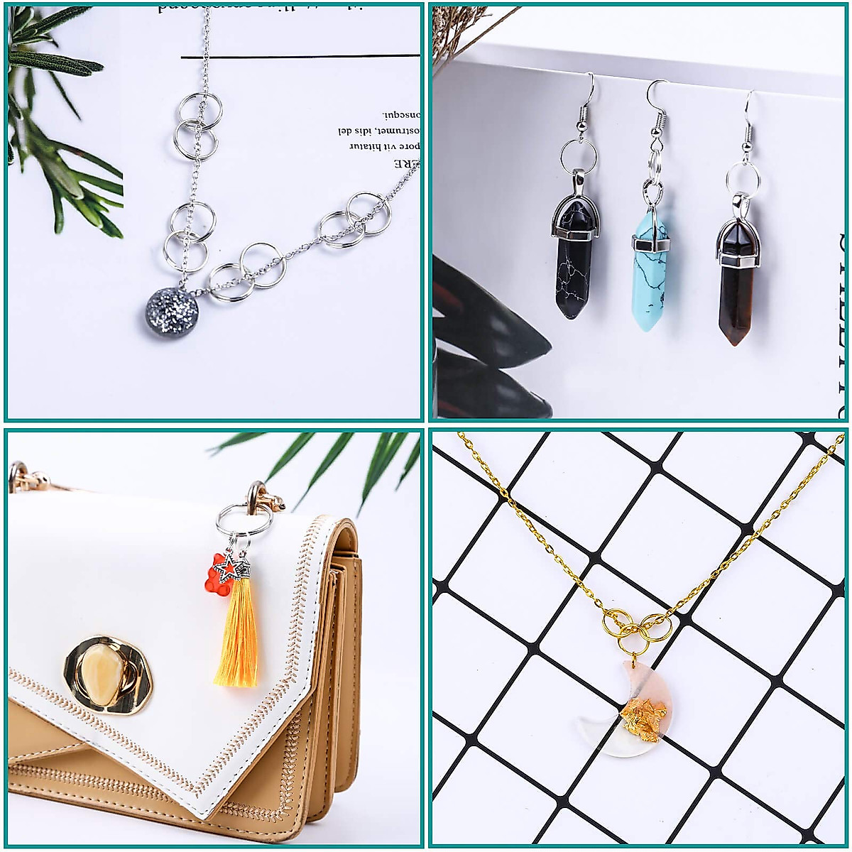 Split Rings for Jewelry Making, Caffox 700pcs Small Split Ring with Split Ring Pliers, Double Closed Jump Rings Craft Jump Loops Opener for Necklaces and Bracelets