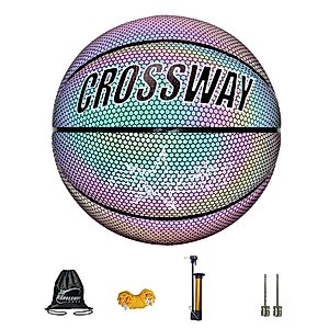 Luminous Basketball, OURLITIME Holographic Basketball Glowing Reflective Basketball Luminous Basketball NO.7 for Night Sports Kids Gifts