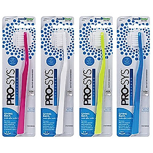 PRO-SYS® Adult Tapered Soft Toothbrush (Colorful 4-Pack) - ADA Accepted, Made with Soft Dupont™ bristles