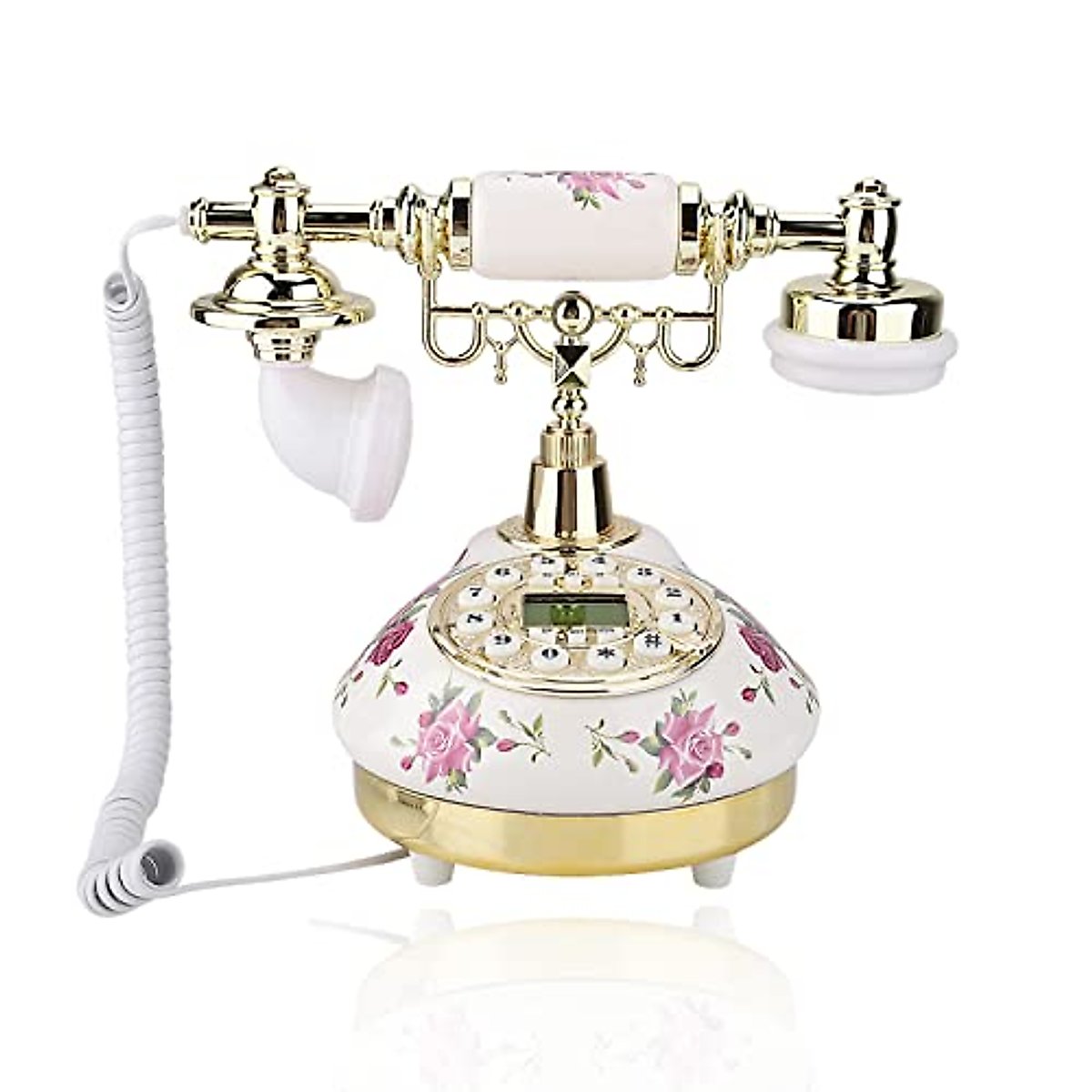 Yoidesu Retro Landline Telephone, European Old Fashioned Classic Fixed Digital Telephone with Push Button LCD Display, Automatic Detection to FSK/DTMF Caller ID, for Home Office Hotel Decor