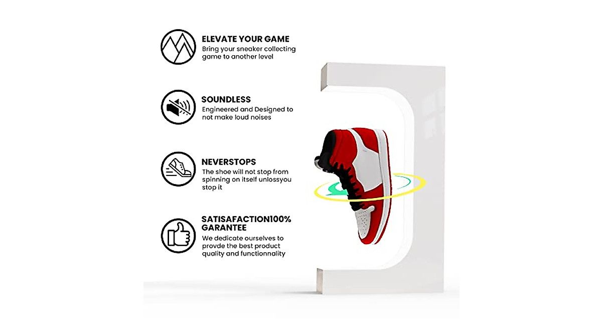 Levitating Shoe Display with RGB Lights and 360° Rotation