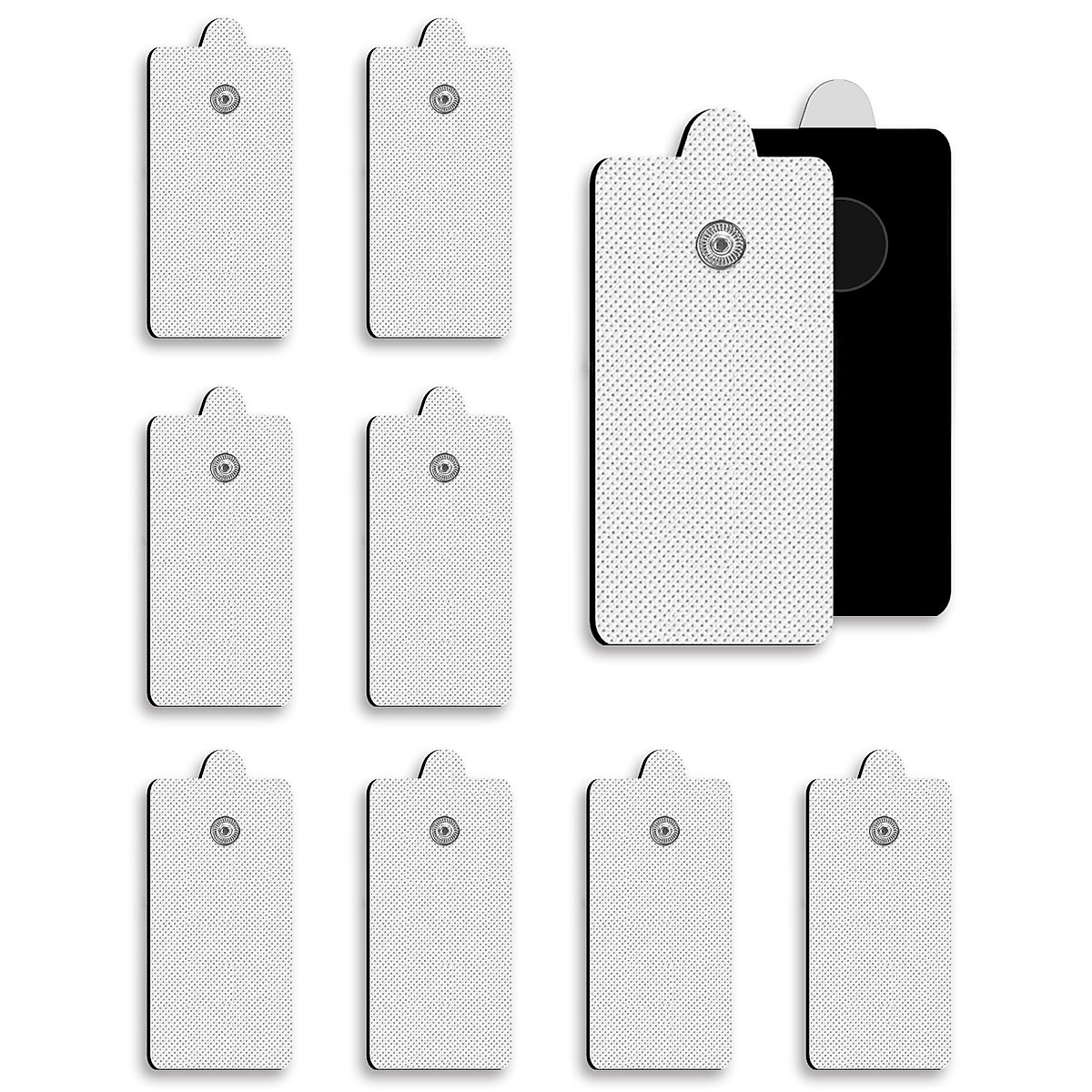 10-Pack TENS Unit Replacement Pads, Rectangular Snap TENS Electrode Pads with self-Adhesion for 50 Times, AVCOO Latex-Free 1.8"X3.8" TENS Pads Compatible with TENS EMS Devices Use 3.5mm Button Leads