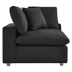 Modway Commix Modular Sofa, U Shaped Reclining Sectional, Black Fabric