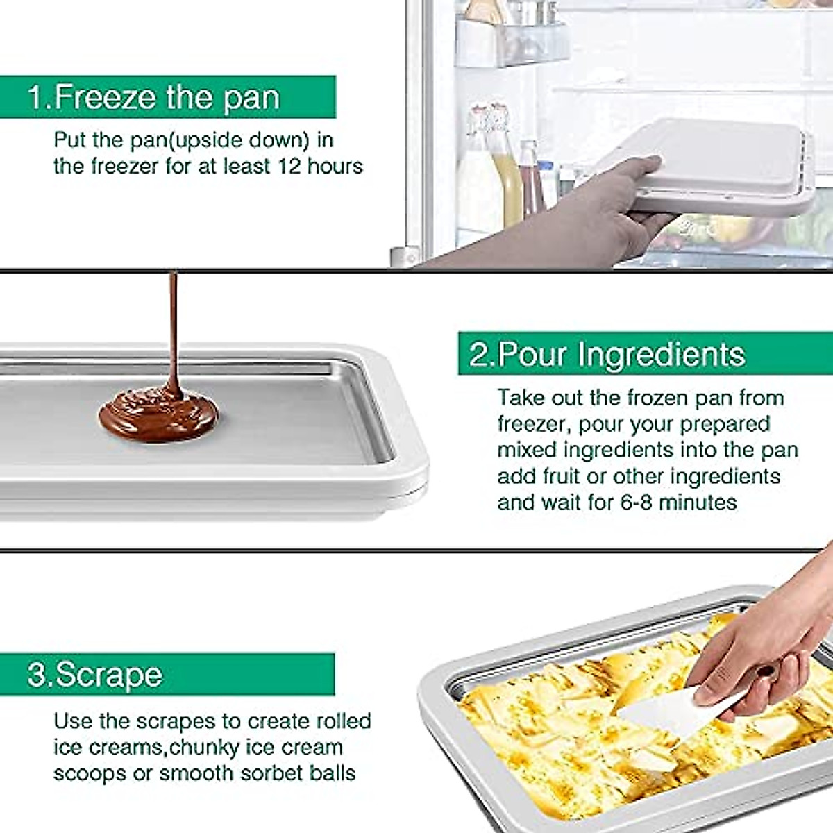 ice cream maker for kids Duomid rolled ice cream maker machine,with 2shovels,homemade rolled ice cream,frozen yogurt machine,instant gelato pan/roll,sorbetmachine,gelato maker,plate freezer bowl,parent-child interactive DIY ice cream maker gift