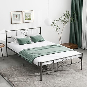 Wonder Comfort Twin Size Bed Frame Metal Platform with Headboard and Footboard/11 Inch Underbed Storage/Firm Support & Easy Set up Structure, Black