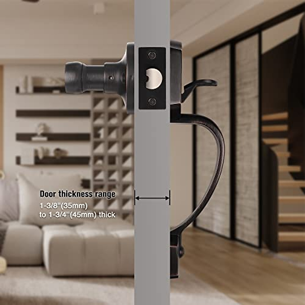 KNOBWELL Front Door Handle, Single Cylinder Front Exterior Door Entry Handle with Door Lever, Entry Door Lock Handle Set, Reversible for Left & Right Hand Door, Oil Rubbed Bronze