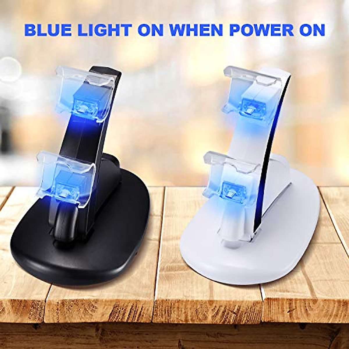 2 Pack PS4 Controller Charger, Playstation 4 / PS4 / PS4 Pro / PS4 Slim Controller Charging Dock Stand Stations with Dual Micro USB Fast Charging & LED Indicator (Black & White)