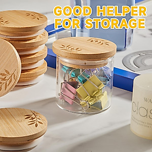 Tessco 6 Pcs Yogurt Jar Lids Set Bamboo Jar Lids Wooden Lids Compatible with Oui Yogurt Jars Round Reusable Canning Lids Covers for Yogurt Jars with Silicone Sealing Rings for Yogurt Food Storage
