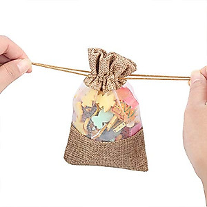 CCINEE 12PCS Burlap Drawstring Gift Bag,Organza Treat Bag Pouch for Wedding Baby Shower Party Favor Supply,5 X 7 Inch