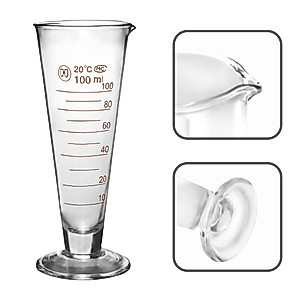 Professional Lab Graduated Measuring Cup with Spout 100ml Wide Mouth Glass Conical Beaker Thickened Borosilicate Beaker Heat Resistant (100ml) Transparent