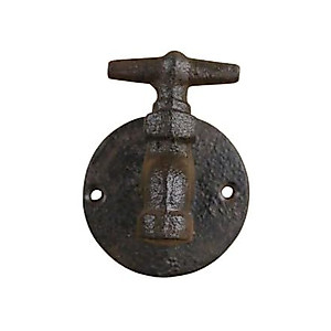 Midwest Craft House 6 Rustic Cast Iron Hooks, Faucet, Spigot Looking, Faux Faucet, Wall Hooks, Coat Hooks, Drawer Pulls