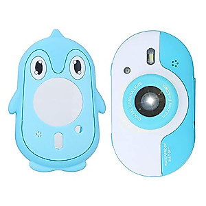 IPS Screen with Silicone Cover Cartoon Children Digital Camera, Children Camera, Portable for Boys Girls(Blue)