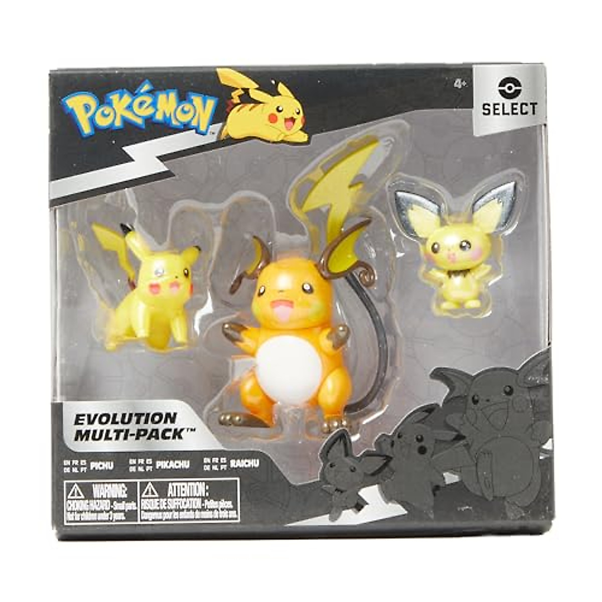 Pokémon Select Evolution 3 Pack - Features 2-Inch Pichu and Pikachu and 3-Inch Raichu Battle Figures