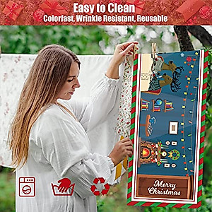 Christmas Table Runners 72 Inches Long, Farmhouse Table Runners Holiday Table Runners, Dining Table Runner with Santa Claus Christmas Trees Reindeers for Xmas Home Kitchen Dining Room Party Decor