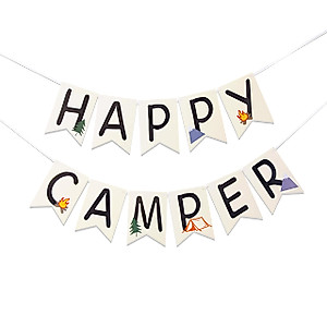 VAVAYAO A Happy Camper Card Banners - Little Explorer Banner, Happy Birthday Camper, More Fun Birthday, Keep Hiking, Our Happy Campers, Happy Campers Birthday Decorations, Campfire, Adventure Waiting, Woodland, A Happy Camper, Camping custom made.