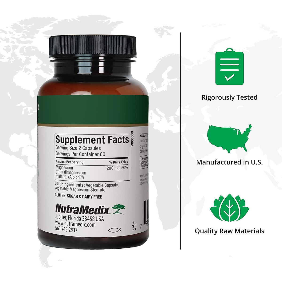 NutraMedix Magnesium Malate Energy Supplements - Bioavailable Magnesium for Sleep, Immune Support & Joint Health - Vegan, Non-GMO & Gluten-Free Magnesium Supplements (120 Vegetarian Capsules)