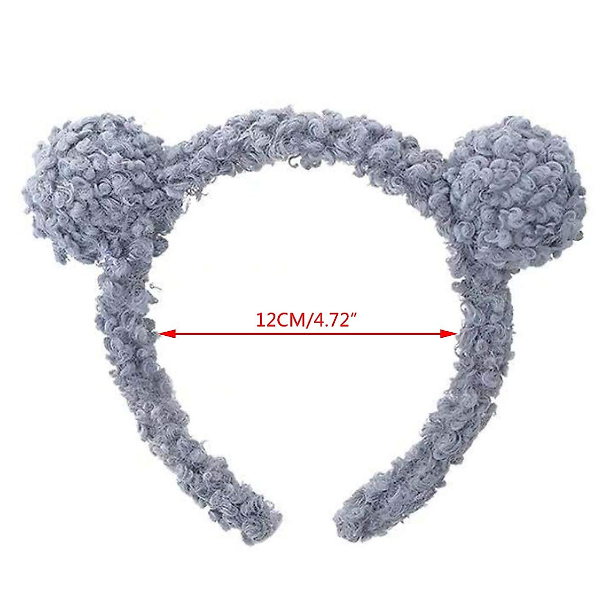 Fiarfiar Women Girls Winter Cute Bear Ears Headband Solid Color Curly Faux Fleece Hair Hoop Wash Face Makeup Bathroom Bandana Party Photo Props