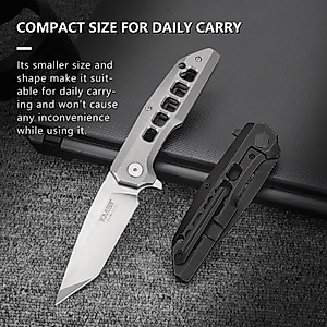 kaimeisite Pocket Knife, 3.5" Pocket Knife for Men, Pocket Knife Set, Knives for Men Tactical Knife, Edc Knife, Folding Knife,Titanium Alloy & SKD11 Steel, Frame Lock, White