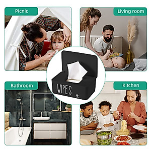 Moorfowl Baby Wipe Dispenser for Bathroom, Upgarde Design(8.2L x 4.9W x 3.9H inches), Minimalist Wipes Holder Container Flushable (Black-New)