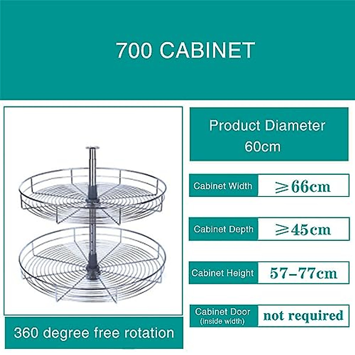 AHDFY Blind Corner Cabinet Pull Out, Rotating 2 Tier Dish Rack Storage, Spices Corner Shelf Spice Rack Spinner for Cabinet Pantry Kitchen Cupboard,700 Cabinet