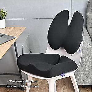 Cushion Lab Extra Dense Lumbar Pillow - Patented Ergonomic Multi-Region Firm Back Support for Lower Back Pain Relief - Lumbar Support Cushion w/Strap for Office Chair, Car, Sofa, Plane - Black