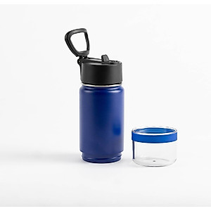 Newage Water Bottle Storage (Blue) 12oz (Stainless Steel, Straw Lid, Leak-Proof, Extra Compartment, Insulated, Powder Coated, Durable Carry Handle) Men, Women, & Kids