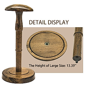 HAIBEIR Freestanding Hat Stand, Tabletop Hat Rack, Wood Display Stand Holder for Caps and Wigs (Antique Brown)(One Piece)