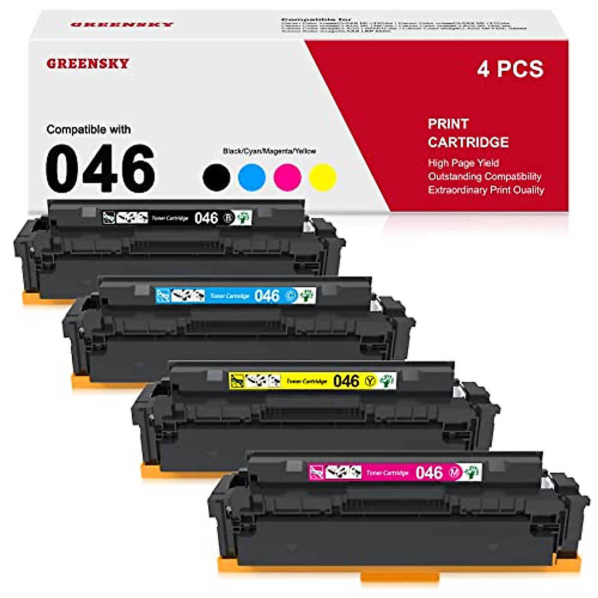 046 046H MF733Cdw Toner Cartridge Replacement for Canon 046 046H CRG-046H for Color Imageclass MF733Cdw MF731Cdw MF735Cdw LBP654Cdw MF731 Printer Ink (Black Cyan Magenta Yellow, 4-Pack)
